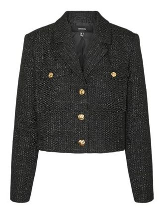 Vero Moda Vmlaura Crop Jacket, Noir, S Femmes