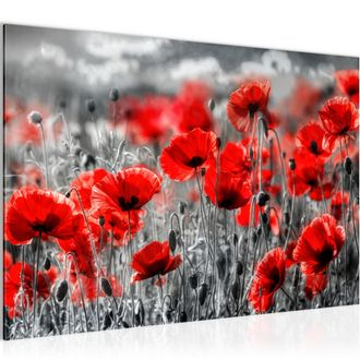 Runa Art Bild Blumen Modern Wandbilder Wohnzimmer Schlafzimmer B&uuml;ro 1 Teilig - Made In Germany - Rot Blumen Flur 059315b