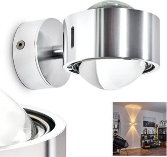 HOFSTEIN Wandlampe Sapri - Geradlinige Wandleuchte mit Schlitzen an der Seite - Wandspot aus Metall und Linsen aus Glas - Wand Lampe mit tollen Lichteffekten, 