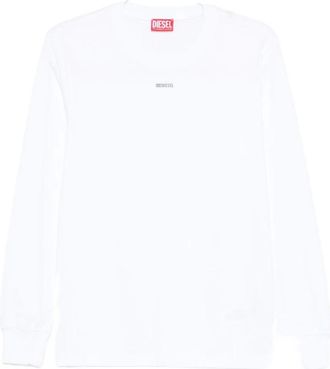 Diesel Homme, Tops, Blanc, Taille: XL T-shirt &agrave; manches longues avec logo et col rond