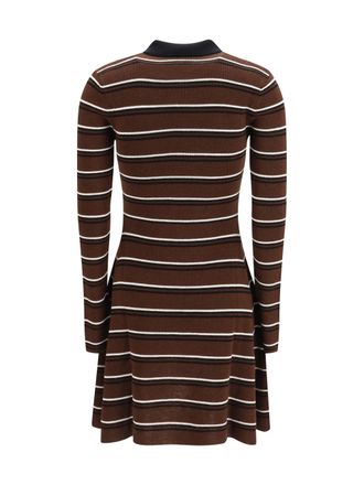 Ganni Womens Polo Dress Striped Wool Multicolour (ovis Aries)
