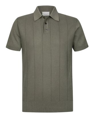 Profuomo Strick-Poloshirt aus Baumwolle mit Schattenstreifen in