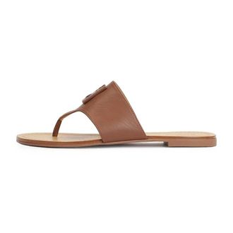 Kazar monogrammierte Leder-Zehentrenner - - Shoes - Damen - Braun - 39 EU