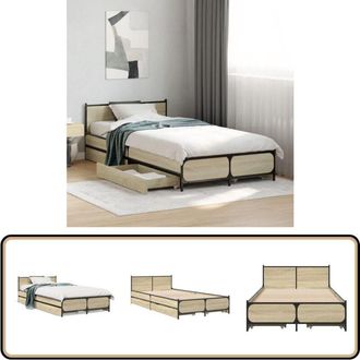 vidaXL Cadre de lit avec tiroirs sans matelas chêne sonoma 75x190 cm - Lit Coffre - Lit Avec Tiroirs - Cadre Lit Double - Lit Design - Meuble Chambre À