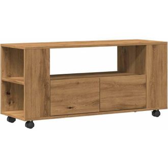 vidaXL Meuble tv avec roulettes ch&ecirc;ne artisanal bois ding&eacute;nierie Vidaxl