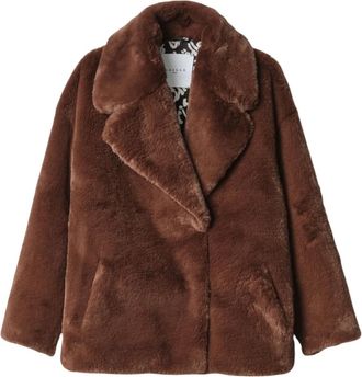 Ga&euml;lle Paris Femme, Vestes, Brun, Taille: 34 FR Manteau en Fourrure &agrave; Manches Longues