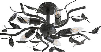 Lampenwelt.com Lindby Deckenlampe Yos (Florentiner) in Schwarz aus Metall (5 flammig, E14) - Deckenleuchte Lampe Schlafzimmerleuchte