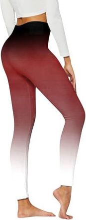 Generic Legging de sport 2026 pour femme - D&eacute;grad&eacute; - Imprim&eacute; d&eacute;grad&eacute; - Taille haute - Pantalon de yoga, Rouge, XXL