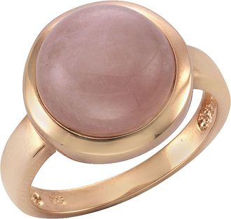 Zeeme Gemstones Ring 925 Sterling Silber ros&eacute;-vergoldet mit echtem Rosenquarz 12mm