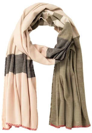 Camel Active Damen Webschal mit feinem Streifenmuster Khaki, womenswear-OS