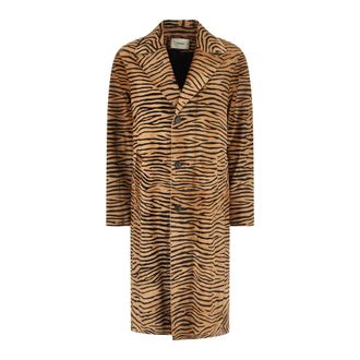 Fendi Mantel mit Haar-auf-Leder und Tigerprint - - Coats - Damen - Mehrfarbig - XS