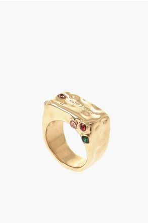 Palm Angels Gold-Tone Brass Ring Embellished With Crystals size 54