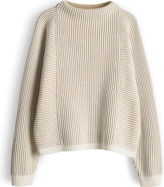 OPUS Damen Pullover | POZOLI Regular Pullover mit dynamischen Streifenstrick Soft Oat, 40