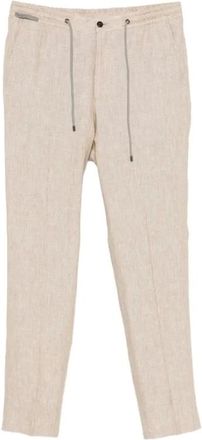 Corneliani Homme, Pantalons, Beige, Taille: M Pantalon en lin &agrave; cordon de serrage