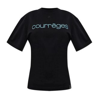 Courr&egrave;ges Femme, Tops, Noir, Taille: 40 FR T-Shirt Imprim&eacute; Cintr&eacute;