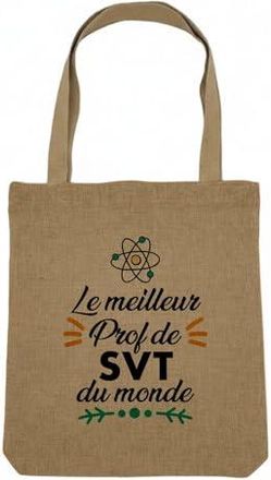 Fabulous Sac Shopping Tote Bag Aspect Lin - Le Meilleur Prof de SVT du Monde Science College Lycee Professeur - Sac de Courses Toile Epaisse 360g Beige Naturel
