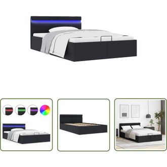 vidaXL The Living Store - Bett mit Bettkasten Hydraulisch led Kunstleder 120x200 cm - Doppelbett - Stauraumbett - Kunstlederbett - LED-Bett - Boxspringbett