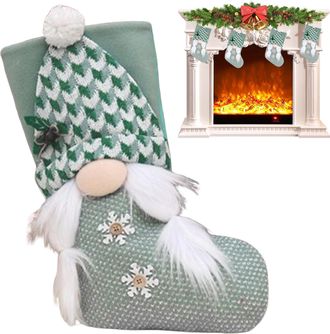 Generico Große Weihnachtssocken, gestrickte Weihnachtszwerge für Kamin, zum Befüllen in Kamin, Tisch, Garten, Baum, Wand, Fenster, Tür, innen, außen