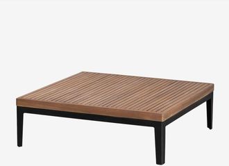 Sklum Sklum - Table basse de jardin carrée 100x100 cm en aluminium et bois dacacia Taranis Noir