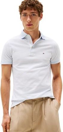 Tommy Hilfiger Polo Manches Courtes Homme 1985 Slim Fit, Multicolore (Breezy Blue/White), XL