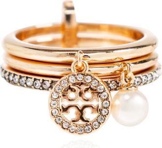 Tory Burch Femme, Accessoires, Jaune, Taille: 47 MM Icon Pav&eacute; Charm Ring