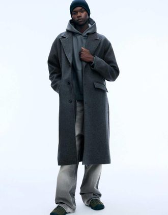 Weekday manteau en m&eacute;lange de laine gris fonc&eacute; chin&eacute;