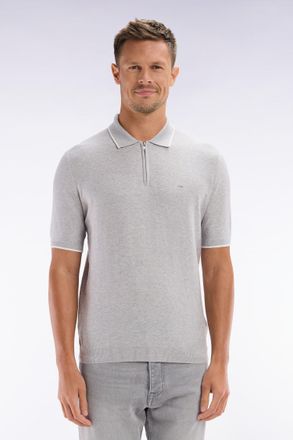 Eden Park Pull Col Polo En Coton Biologique Et Cachemire Gris Coupe Droite
