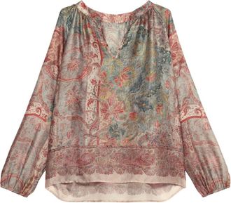 Oltre Femme, Blouses et Chemises, Multicolore, Taille: 42 FR Chemisier en voile &agrave; imprim&eacute; cachemire