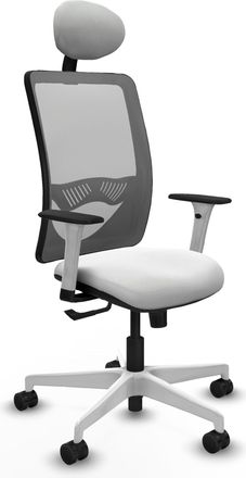 Piqueras y Crespo Schreibtischstuhl Zulema in Wei&szlig; und Grau, mit schwarzen und wei&szlig;en Armlehnen, h&ouml;henverstellbarer Lendenwirbelst&uuml;tze und festem Kopfteil, ausgestattet