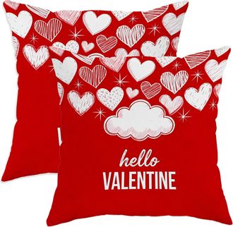 Generic Herzen, Romantische Wolken, Sterne, Rot Kissenbezug Luxuri&ouml;se Zierkissenbezug Weich Kissenh&uuml;lle F&uuml;r Schlafzimmer Hotel Bett 45X45Cm 2Er Set