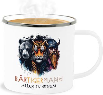 Shirtracer Emaille Becher Blechbecher - & Walhalla Tasse - B&auml;r Tiger Mann Alles in einem I Wikinger Geschenke f&uuml;r M&auml;nner I Papa Geschenk Bart I Vikings Geschenke