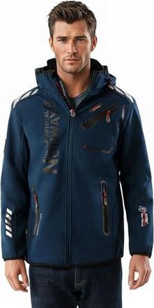 Geographical Norway Royaudb Men Dsitri Prod Veste Softshell Capuche Homme Impermeable Manteau Outdoor Blouson Coupe Vent Tactique Resistant Randonnee Ski Automne Hiver Pr
