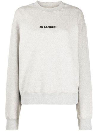 Jil Sander sweat en coton à logo imprimé - Gris
