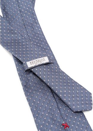 Brunello Cucinelli Geometric-Patterned Silk Necktie - Blue