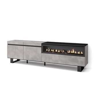 Skraut Home | TV-Schrank, Lowboard | f&uuml;r Wohnzimmer und Esszimmer | 200x57x35cm | F&uuml;r TV-Ger&auml;te bis zu 80 | Elektrokamin. Ma&szlig;e | Industriedesign | Moderner Stil |