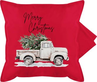 Shirtracer Kissenbezug - Weihnachtskissen - Motiv Merry Christmas Truck Geschenke Weihnachtsmotiv Geschenk Weihnachten I Winter Geschenk Weihnachtszeit I Winterm