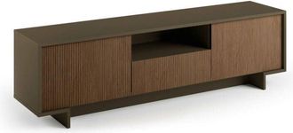 Dmora Meuble tv Darrighin, Meuble tv pour salon, Buffet bas de salon avec 2 portes et 1 tiroir, 100% Made in Italy, 170x42h48 cm, Marron et Noyer - Dmora