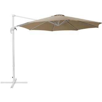 Beliani Parasol de Jardin 300 cm en Aluminium et Tissu Beige Sable et Blanc Design Savona