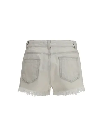 Rick Owens Womens Shorts Temple Bias Cutoffs Denim Milk Cotton Bermuda