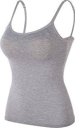 Generic D&eacute;bardeur en coton pour femme avec &eacute;tag&egrave;re soutien-gorge - Maillot de corps large - Gilet d&eacute;t&eacute; l&eacute;ger et &eacute;l&eacute;gant - Maillot de corps spaghetti - Coupe a