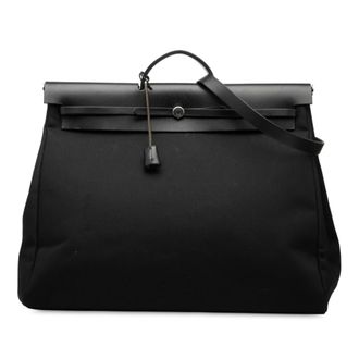 Herm&egrave;s Black Militaire Vache Hunter Herbag Zip Retourne Cabine 50