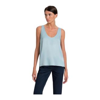 Twinset Top en satin brillant - Femme - Tops - Bleu - Taille: 42 FR