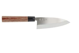 Kai Seki Magoroku Redwood Deba 15,5 cm Klingenl&auml;nge - 1K6 Edelstahl mit 57 (&plusmn;1) HRC - hochglanzpolierte Klinge - Pakkaholz Red Wood - Handgefertigt in Jap