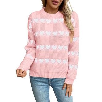 Generic Pull damour pour la Saint-Valentin - Grande taille - Manches longues - Confortable - Coupe ample - Doux - Imprim&eacute; coeur - Pour femme - Chaud - Imprim&eacute;