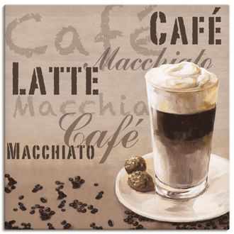 Artland Wanddeko Leinwand Bilder Wandbild 40 x 40 cm Ernährung Genuss Getränke Kaffee Mixed Media Creme A5SZ Kaffee Latte Macchiato
