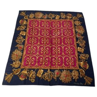 Dior Foulard en soie Pre-owned - Femme - Pre-owned - Bleu - Taille: ONE Size