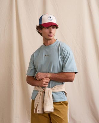 Faguo T-shirt bleu imprim&eacute; faguo