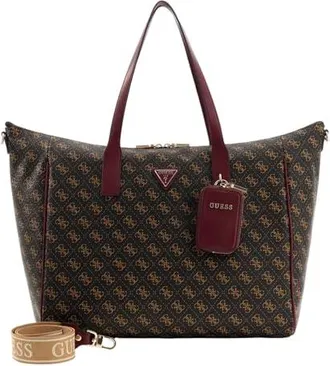 Guess sac &agrave; &eacute;paule sac de voyage Latona Travel Carryon Tote Brown Logo marron fonc&eacute;