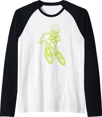 Seembo Alien Cycling Fahrrad Lustiges Weltraumradfahrer Reiten Fahrrad Raglan