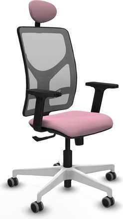 Piqueras y Crespo Computerstuhl mit 2D-Armlehnen, h&ouml;henverstellbarer Lendenwirbelst&uuml;tze und festem Kopfteil, ausgestattet mit 3 Positionen und Schneidschaum, Grau/Rosa